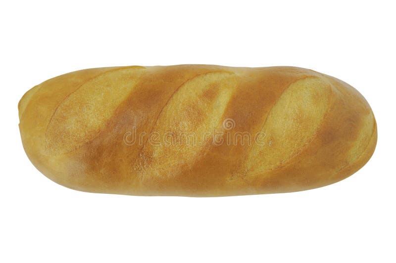 Long Loaf of Bread Isolated on White Background Top View Stock Photo ...