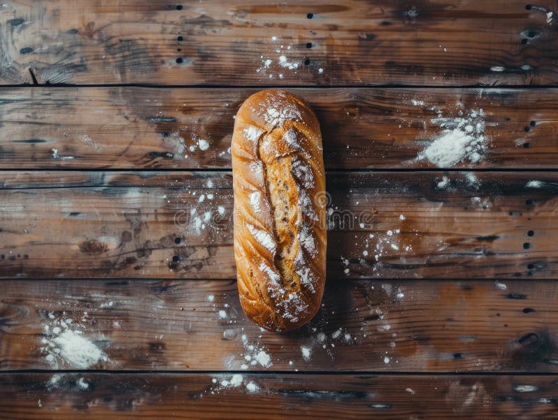 A Long Loaf of Bread with a Sprinkle of Flour on Top Stock Image ...