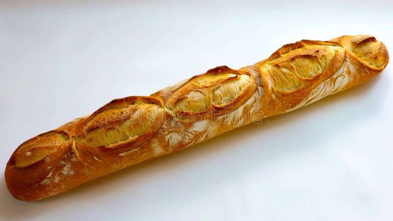 A Long Loaf of Bread on a White Surface Stock Image - Image of wheat ...