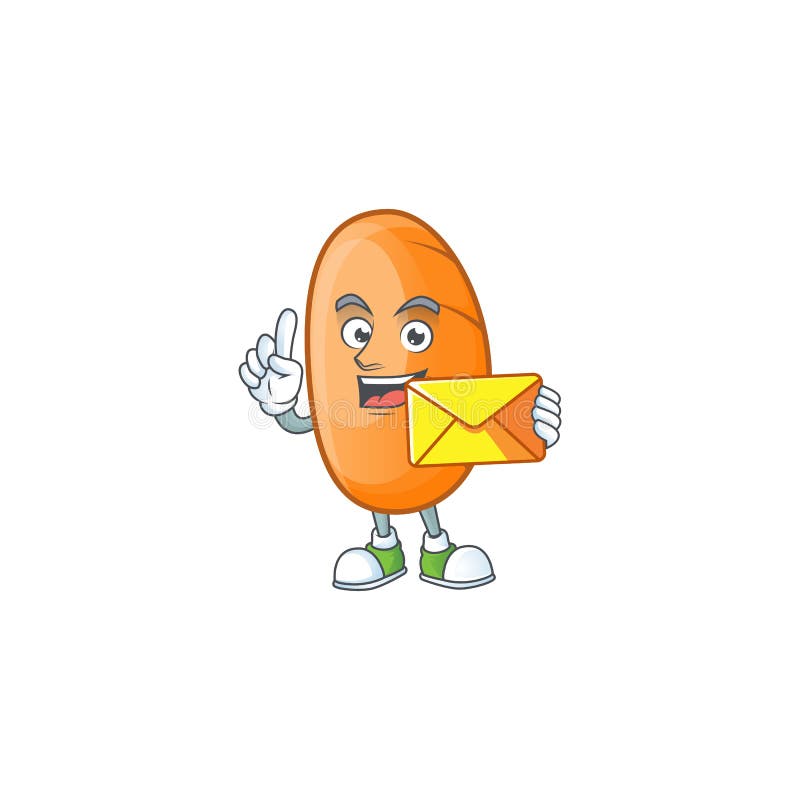 Long Loaf Cartoon with the Character Bring Envelope Stock Vector ...