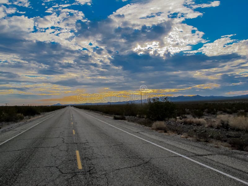Lonesome Stretch of Highway at Sunset Stock Image - Image of highway ...