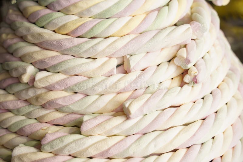 Long Marshmallow Candies on the Counter in the Candy Shop in Prague ...