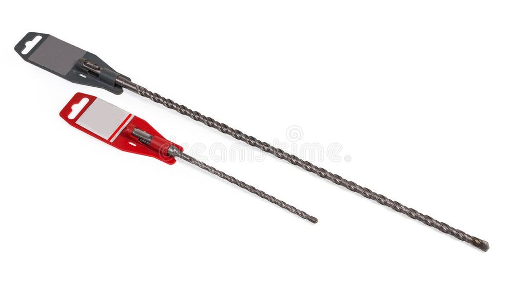 Long Masonry Drill Bits Different Sizes on Plastic Holders Labels Stock ...