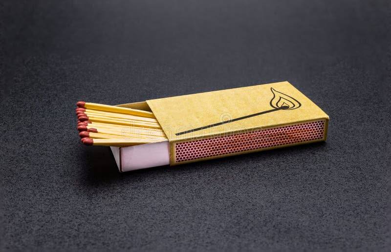 Long Matches Lying in a Matchbox on a Black Background, with a Clipping ...