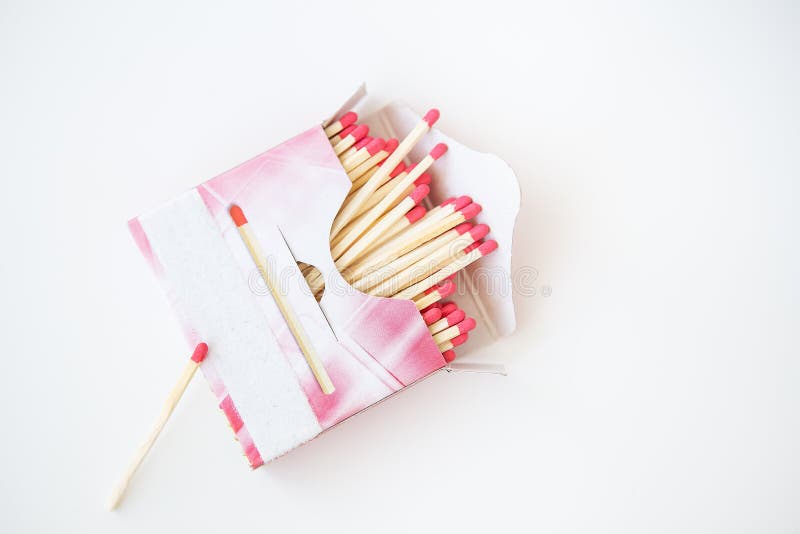 Long Matches with a Red Head on a White Background. Kitchen, Ignition ...