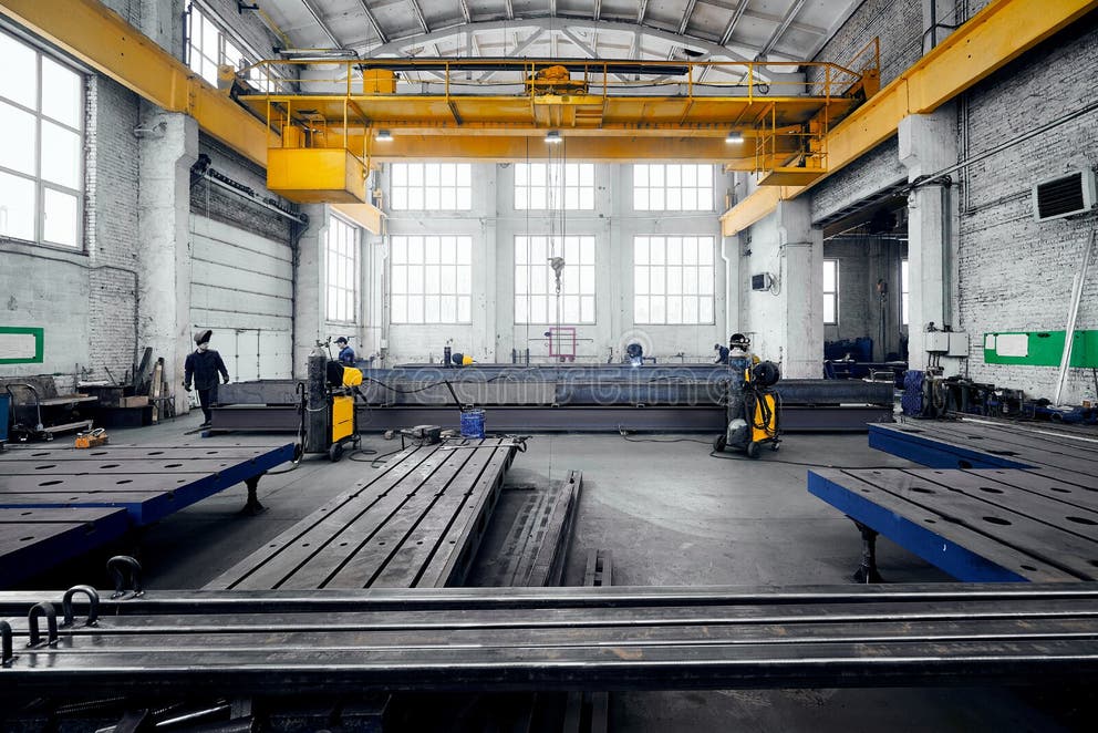 Long Metal Frames Welding in Assembling Plant Workshop Editorial Photo ...