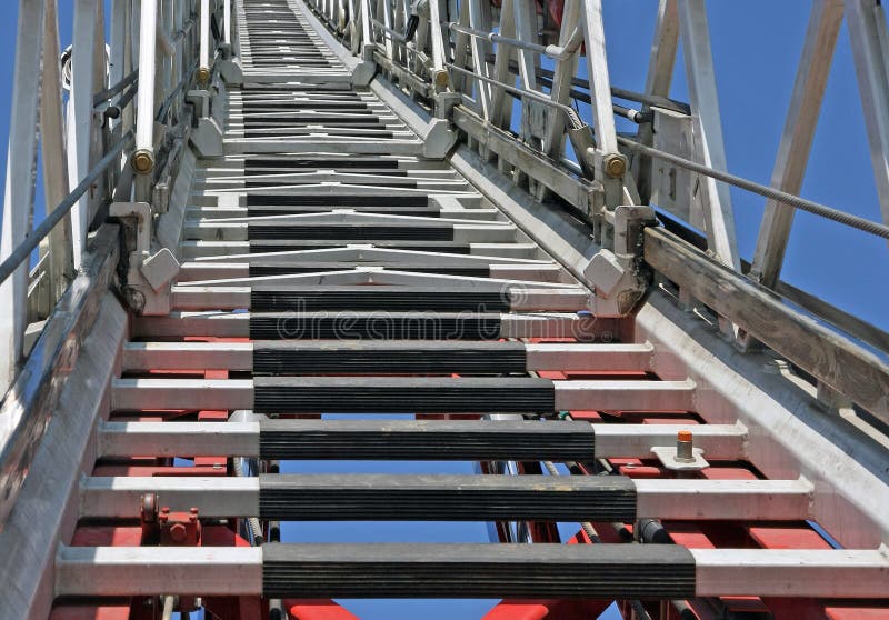 Long Metal Ladder of the Fire Truck Ladder Stock Image - Image of ...