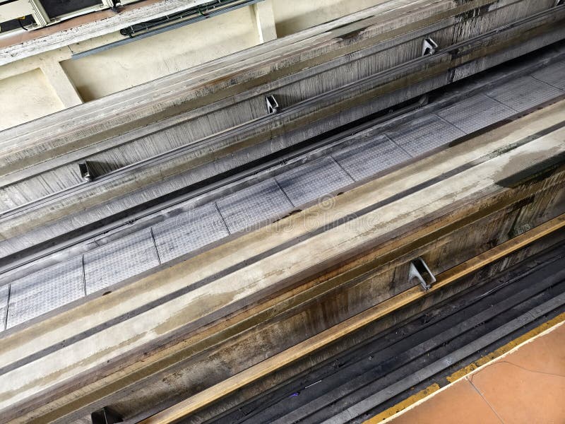 A Long Metal Train Tracks at a Monorail Station Stock Image - Image of ...