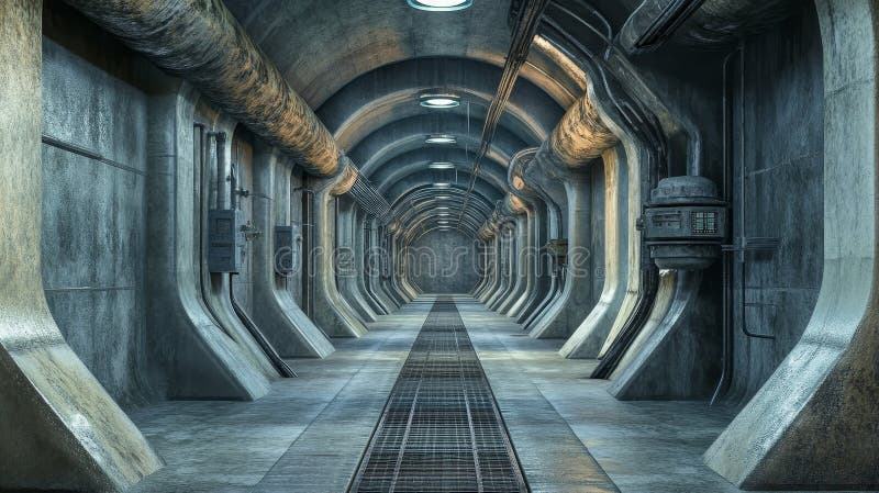 Long Corridor Industrial Factory Modern Desalination Plant a Long ...