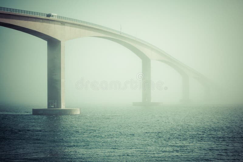 Long Modern Bridge Over Fjord Stock Image - Image of scandinavian ...