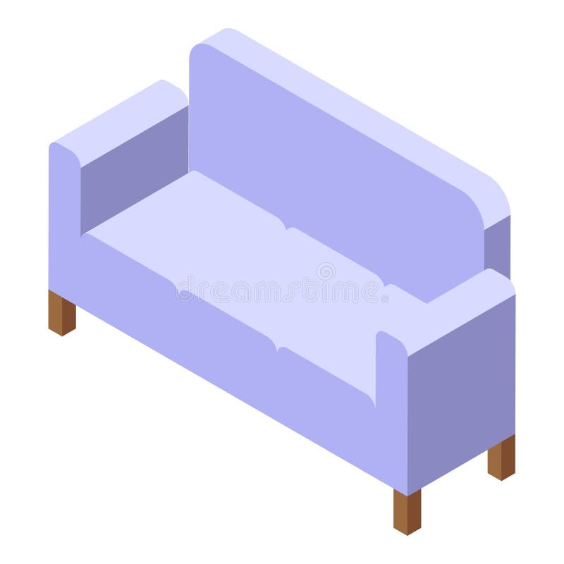Long Modern Sofa with Soft Upholstery in Isometric View Stock Vector ...