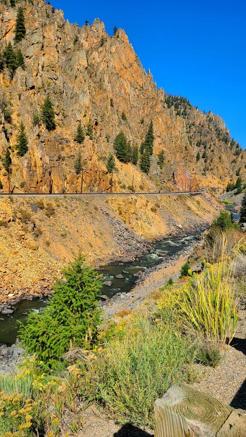 Long Mountain Range by a River Stock Image - Image of ridge, plateau ...