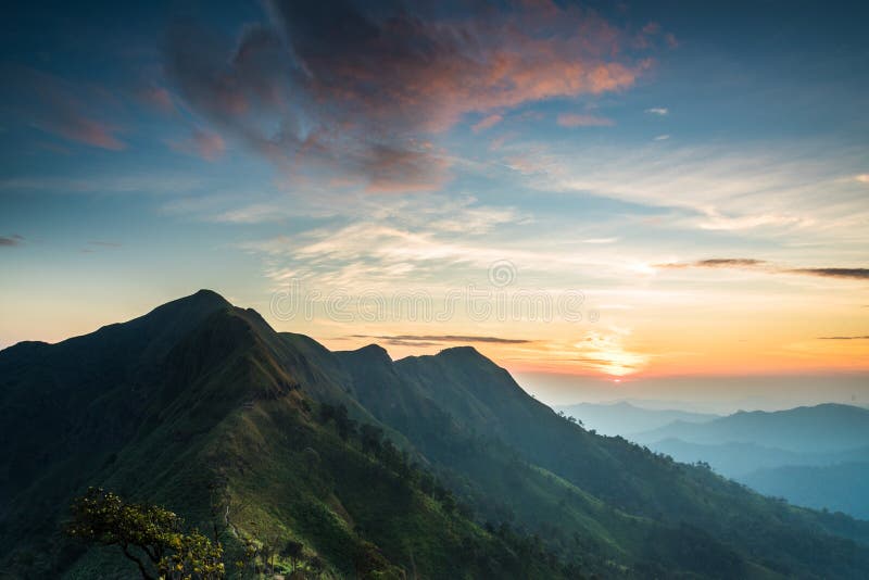 The Long Mountain with Sunrise Stock Image - Image of mountain, geology ...