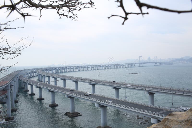 Cross sea Bridge stock image. Image of transport, canal - 371188513