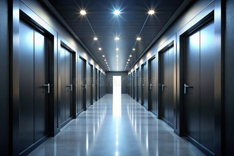 A Long Mysterious Black Corridor Dramatic Lighting Creates a Sense of ...