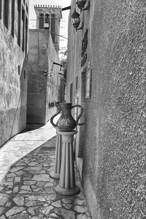 Long and Narrow Ally Way in Dubai with Buildings in Artistic Con Stock ...