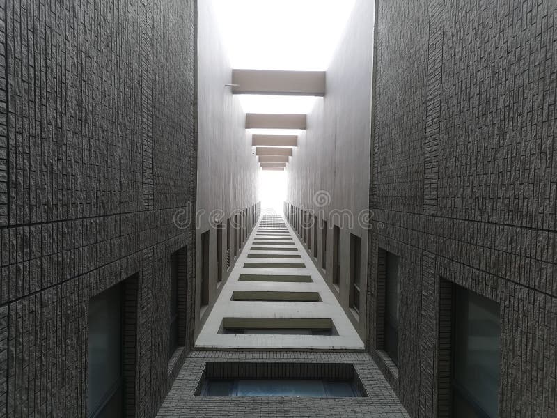 Long and Narrow Architectural Space Stock Photo - Image of people, meet ...