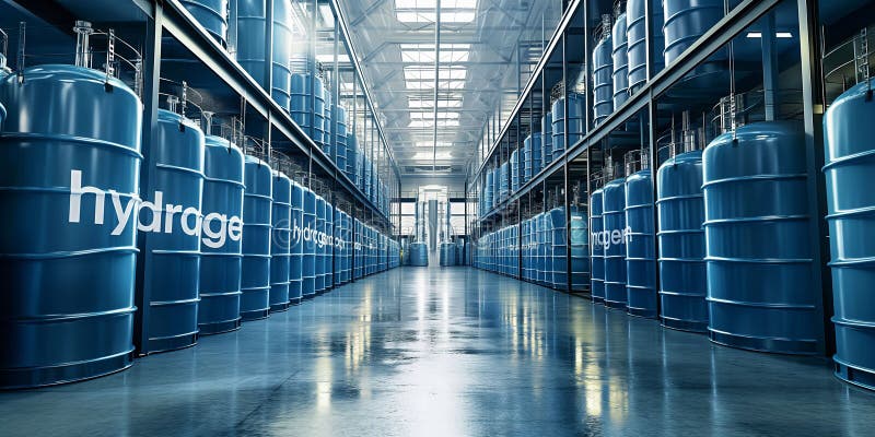 A Long, Narrow Corridor Flanked by Large, Labeled Hydrogen Storage ...