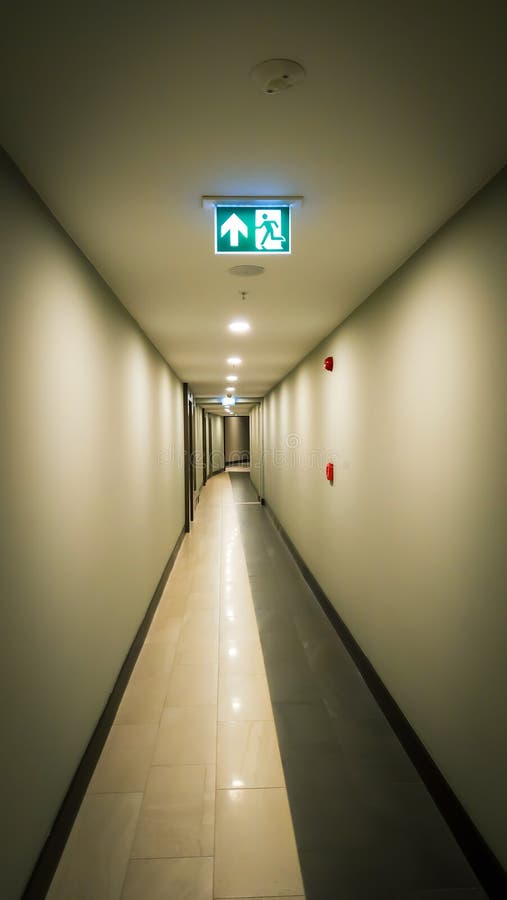 Long and Narrow Corridor of a Modern Building Stock Photo - Image of ...