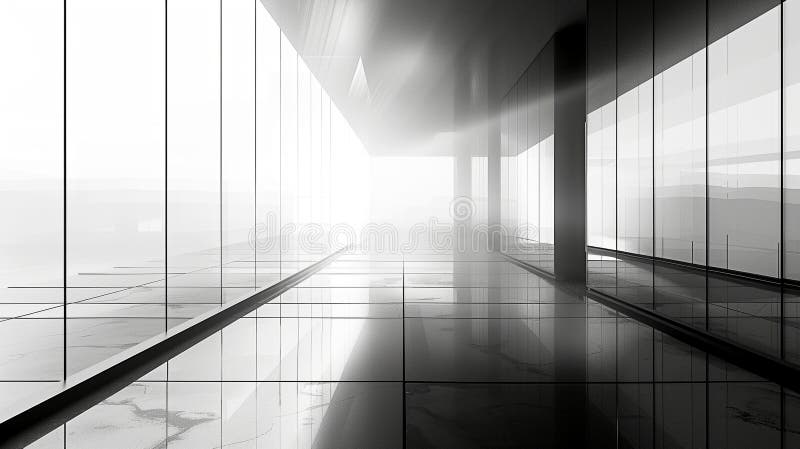 Modern glass hallway stock illustration. Illustration of spacious ...