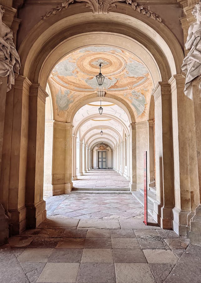 Long, Narrow Hallway with a Red Object in the Middle Stock Image ...