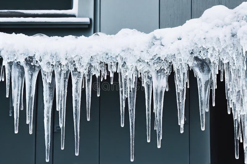 Long Narrow Icicles on House on Window with Snow. Stock Illustration ...