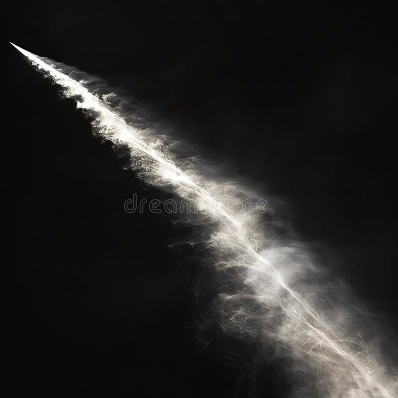 A Long, Narrow Jet Stream Streaks Across a Black Background, Creating a ...
