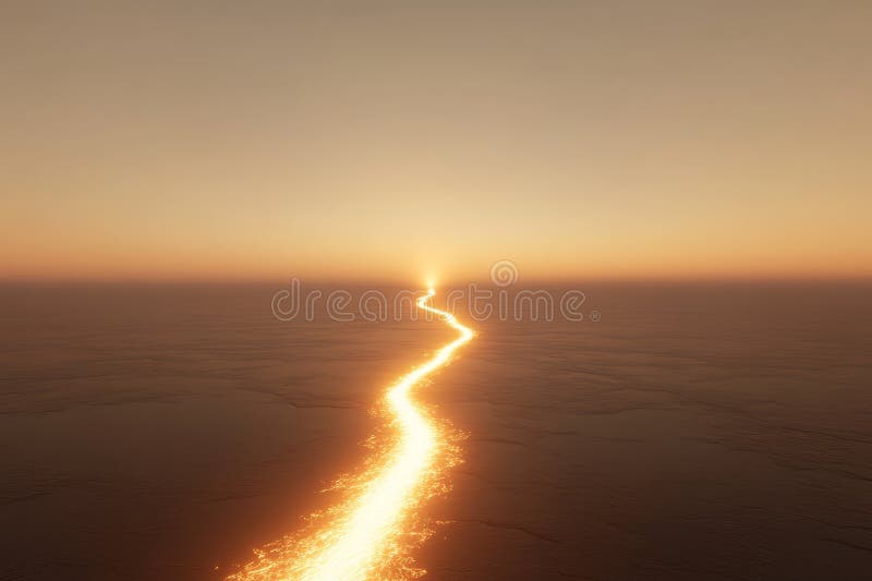 A Long, Narrow Path of Fire is Seen in the Distance Stock Illustration ...