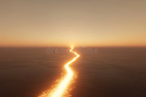 A Long, Narrow Path of Fire is Seen in the Distance Stock Illustration ...