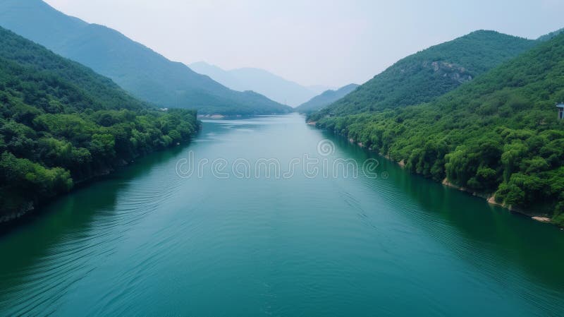 A Long Narrow River with Trees on Both Sides of it, AI Stock Image ...