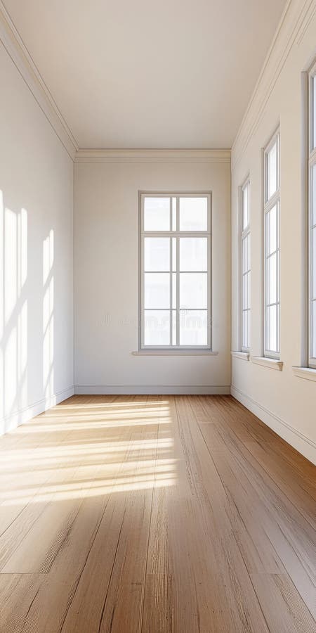 A Long, Narrow Room with a Large Window on One Wall Stock Illustration ...