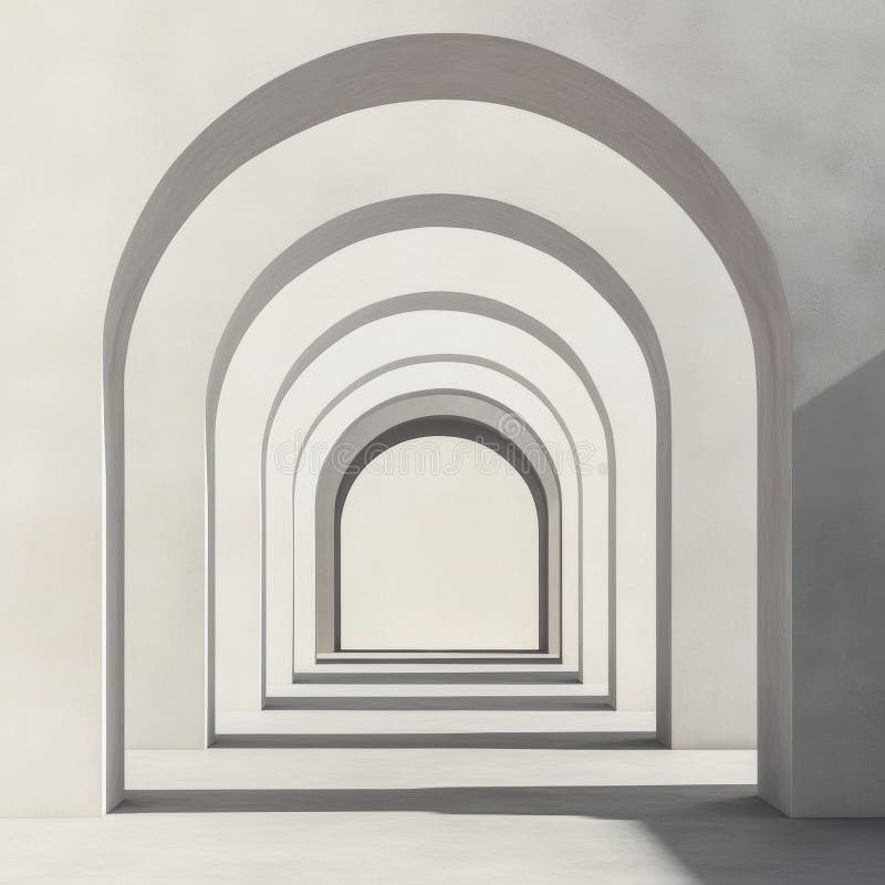 A Long, Narrow, White Archway with a White Wall Stock Illustration ...