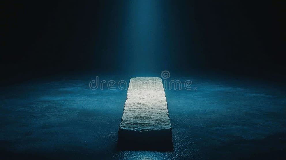 A Long, Narrow, White Rectangular Object Sits in the Center of a Dark ...