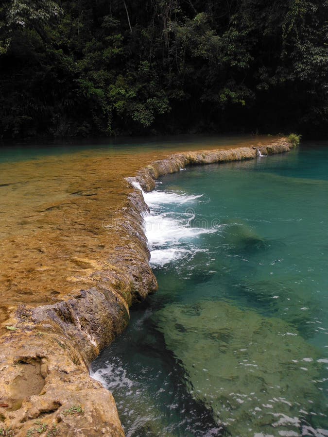 Long Natural Dam at Semuc Champey Pools Stock Photo - Image of river ...