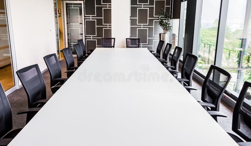 Long Office Hallway Modern Design, Empty And Clean Interior Stock Image ...