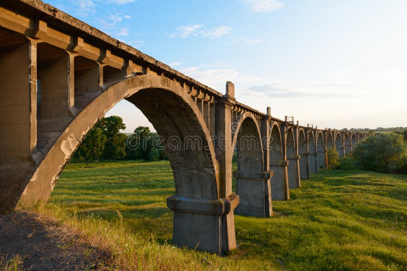 Long Old Arched Bridge Over a Ravine Stock Image - Image of panorama ...