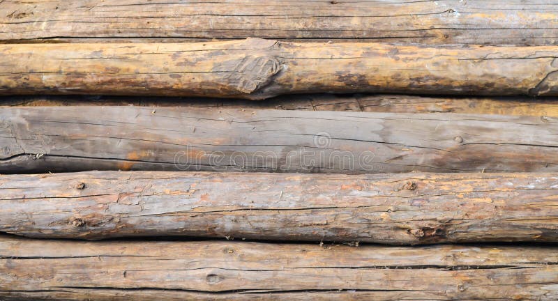 Long Old Wooden Logs Folded Horizontally Close-up Stock Image - Image ...