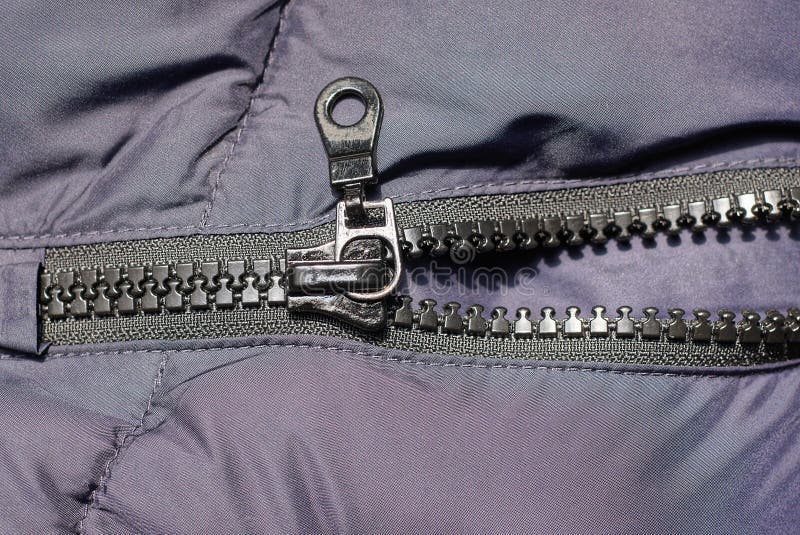 Long open black metal zip stock image. Image of detail - 218467125