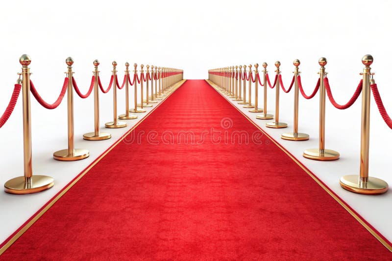 Long Open Red Carpet Perspective Isolated on White Background Stock ...