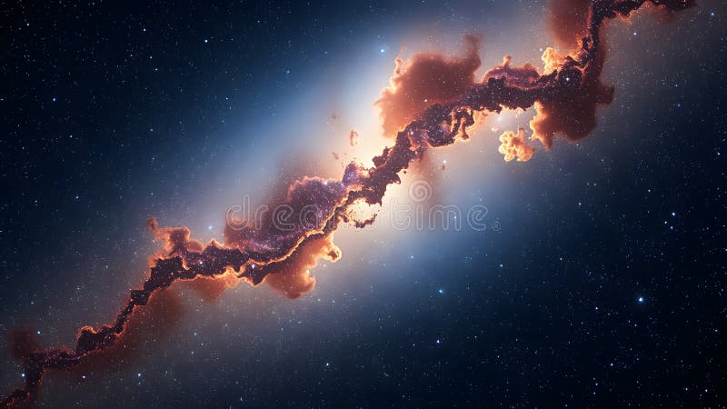 A Long, Orange Cloud of Gas and Dust in Space Stock Illustration ...