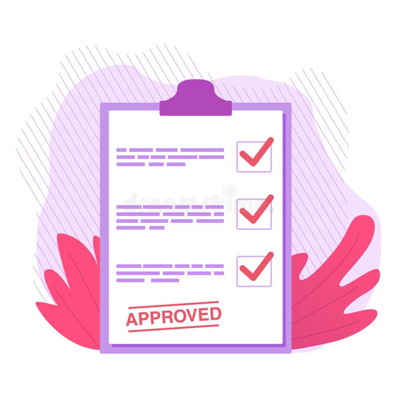 Long Paper Document on a Clipboard Paper. Successful Completion ...