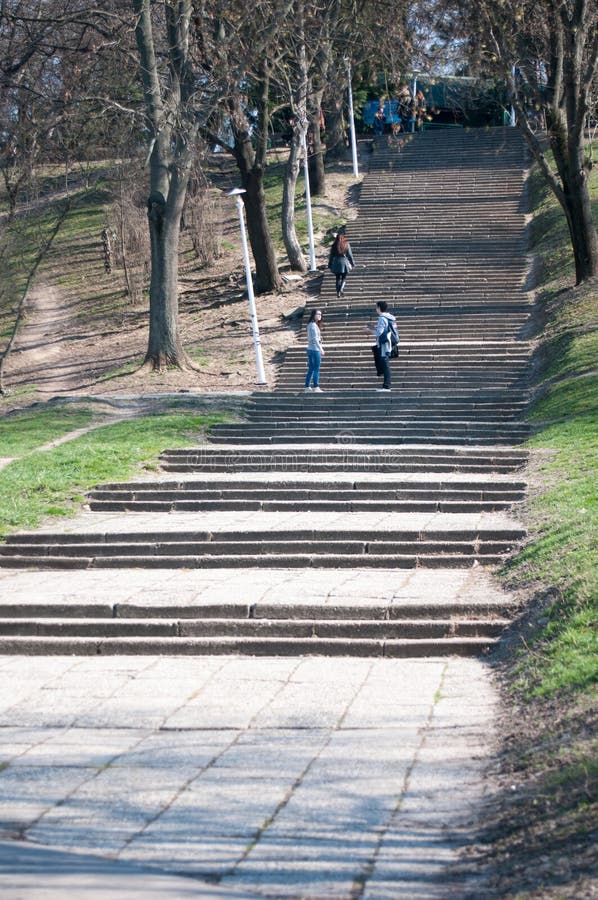 Long park stairs editorial image. Image of poles, promenade - 51742605