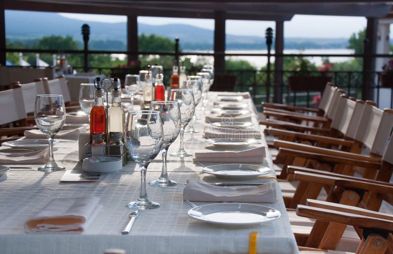 Long party table outdoor stock image. Image of design - 14804187