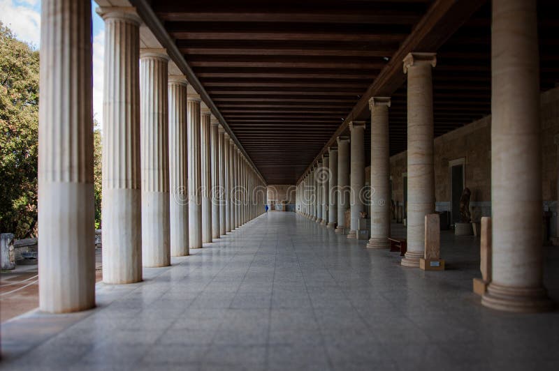 A Long Passage between Many Old Columns Stock Photo - Image of inside ...
