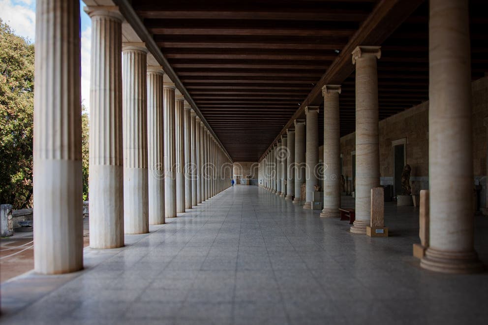 A Long Passage between Many Old Columns Stock Photo - Image of inside ...