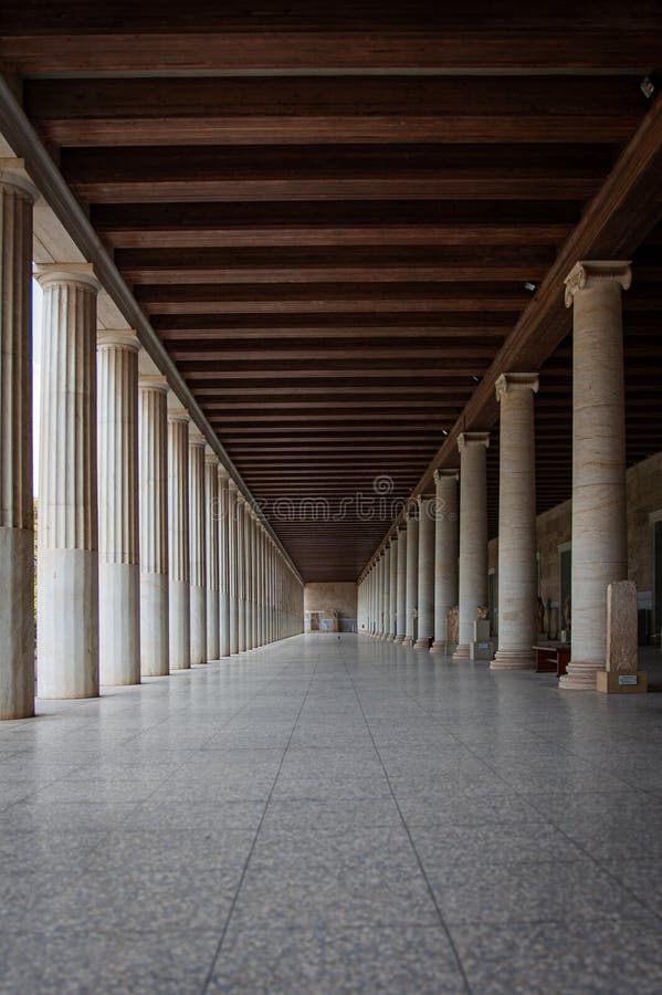 A Long Passage between Many Old Columns Stock Photo - Image of ...