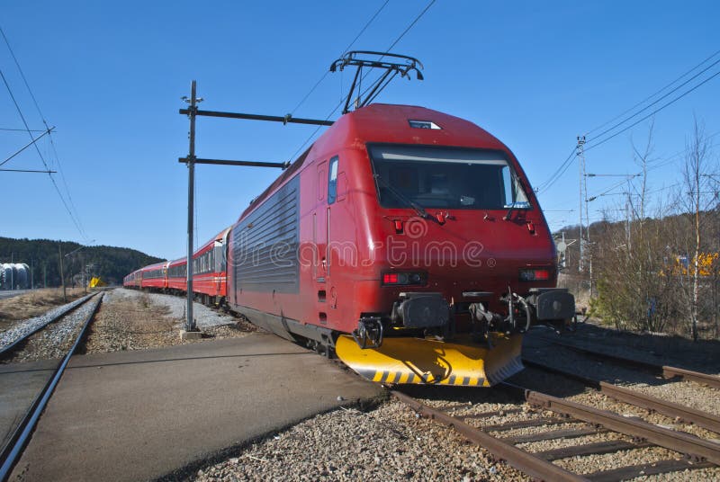 Long passenger train stock image. Image of long, nordic - 24111811