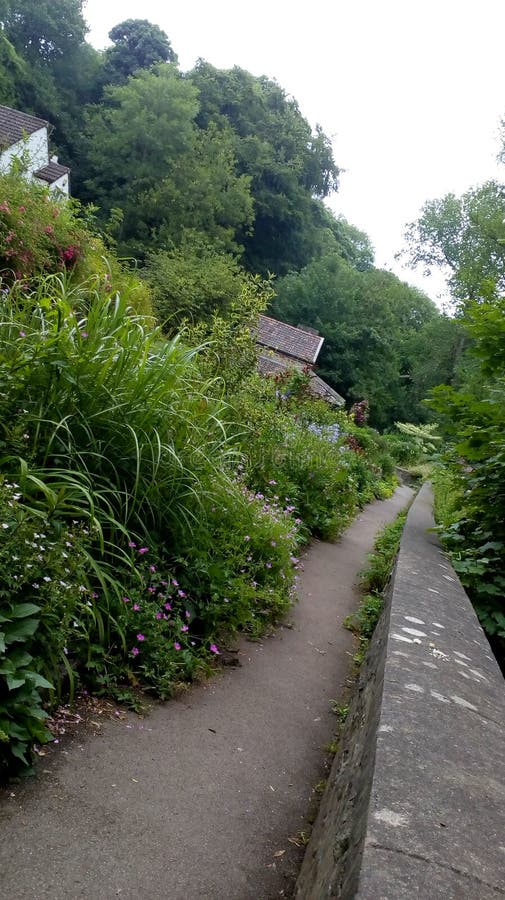 Long path stock image. Image of path, white, cottage - 94982269