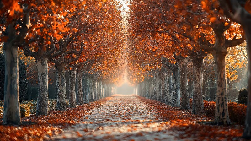 Long Path in Forest Full of Fallen Leaves and Old Tree Boughs Stock ...