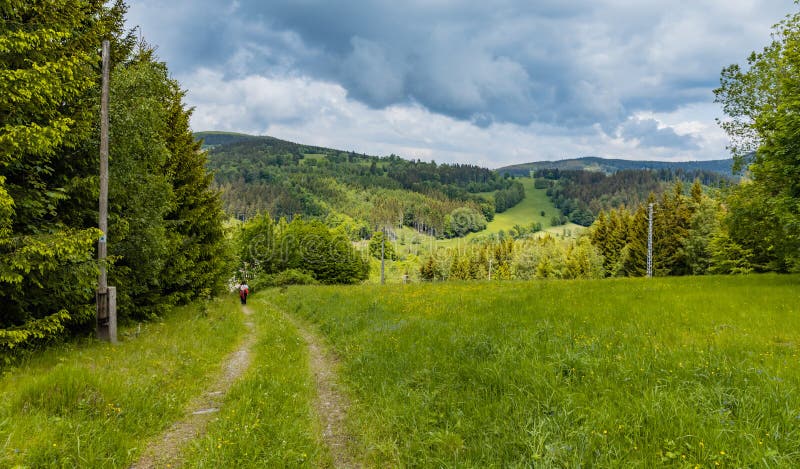 Long Path To Down of Mountain in Rudawy Janowickie Stock Photo - Image ...